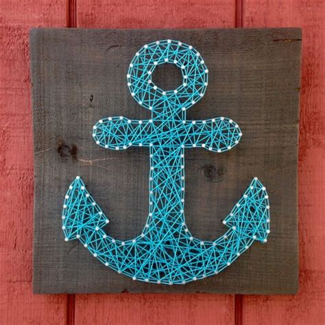 Items Similar To Anchor String Art Nautical Art Rustic Nail Art Ocean Beach Art Rustic