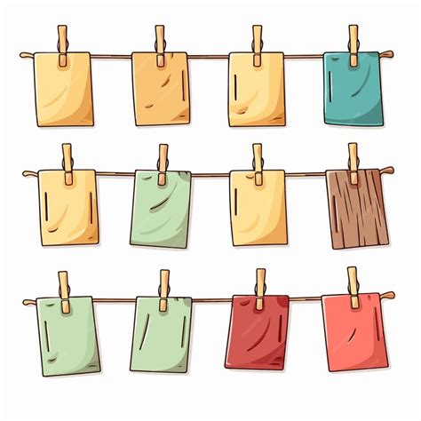 Paper Pieces On Clothespins Isolated Clip Art Premium Ai Generated Vector