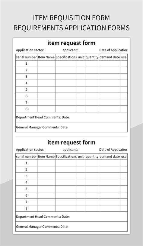 Item Requisition Form Requirements Application Forms Excel Template And