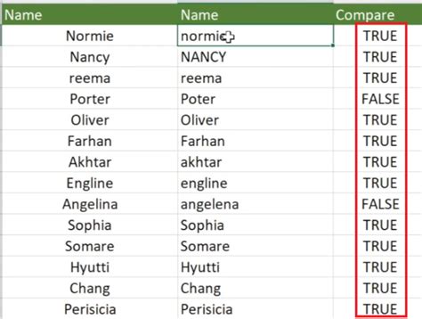 Compare Text In Excel Exceltutorial