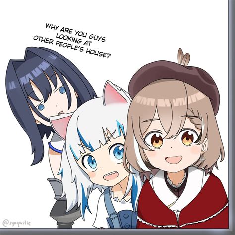 Gawr Gura Ouro Kronii And Nanashi Mumei Hololive And 1 More Drawn By Syaqastic Danbooru