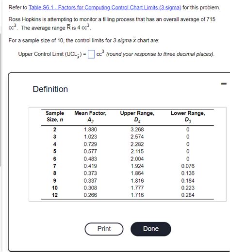 Solved Refer To Table S61 Factors For Computing Control