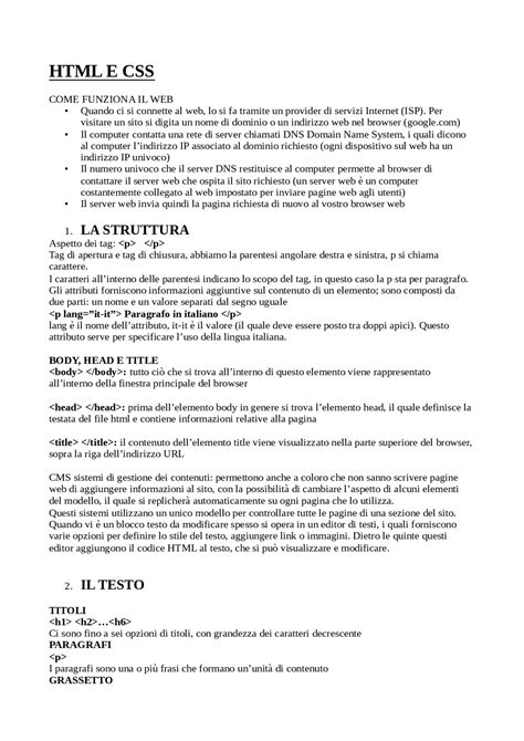 Riassunto Libro Html E Css Docsity