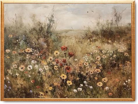 Impressões De Arte De Parede Vintage Pintura Rústica Flores Silvestres Imagem Grande Paisagem De