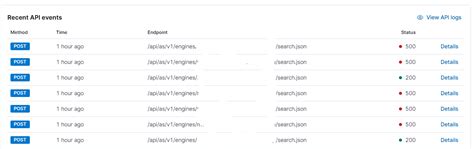 Search Api Requests Returns Error 500 Internal Server Error An Internal Server Error Occurred