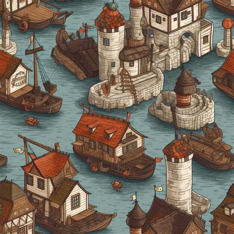 Premium Ai Image A Map Of A City With A Lighthouse And A Ship In The