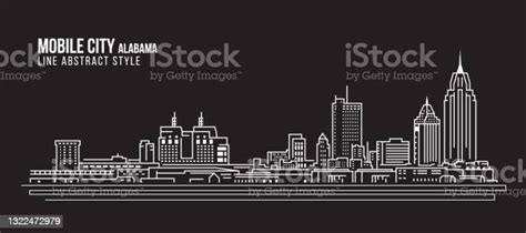 시티스케이프 빌딩 라인 아트 벡터 일러스트 디자인 모바일 시티 앨라배마에 대한 스톡 벡터 아트 및 기타 이미지 앨라배마 휴대용 통신 기기 도시 Istock