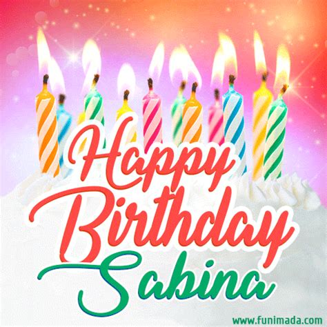 Happy Birthday Sabina Gif With Cake And Candles Download On Funimada Com