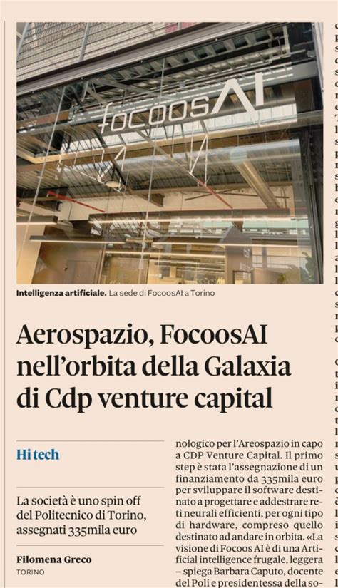 The News Of Our Pre Seed Round Was Out On Il Sole 24 Ore We Get Our