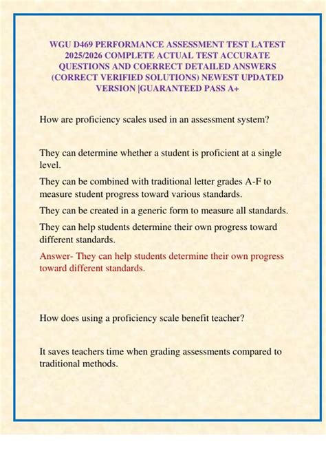 Wgu D469 Performance Assessment Test Latest 20252026 Complete Actual