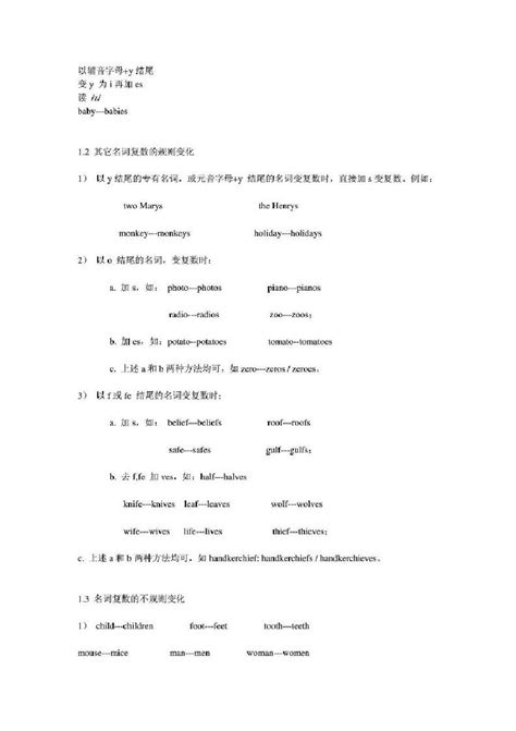 英语名词变复数的规则及练习题 1 文档之家