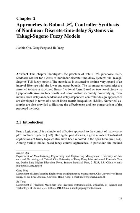 Pdf Approaches To Robust ℋ∞ Controller Synthesis Of Nonlinear