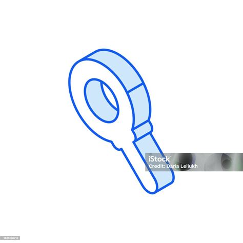 윤곽선의 등각투영 아이콘입니다 현대 평면 벡터 일러스트 레이 션입니다 돋보기 기호입니다 소셜 미디어 마케팅 아이콘입니다 2차 도형에 대한 스톡 벡터 아트 및 기타 이미지