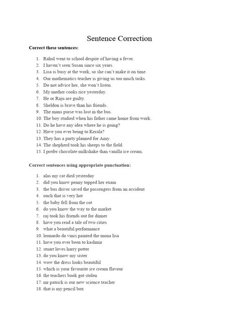 Sentence Correction Pdf