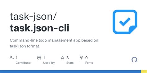 github task json task json cli command line todo management app