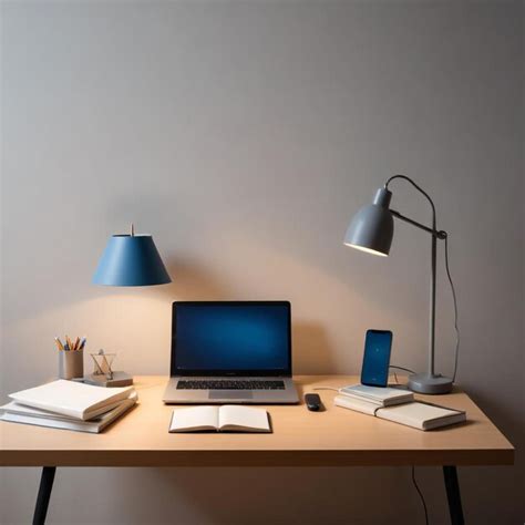 Elegant Home Office Desk Setup For Productivity And Modern Work Environment Premium Ai