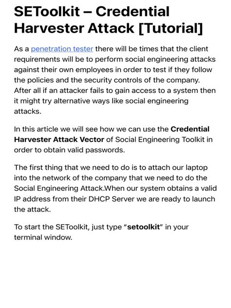 Setoolkit Credential Harvester Attack Tutorial Pdf Phishing