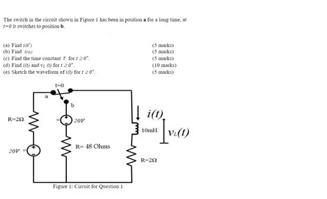 Solved The Switch In The Circuit Shown In Figure Has Been Chegg Com