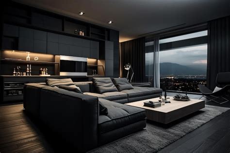 Premium Photo Modern Living Room Interior In Apartment Dark Gray