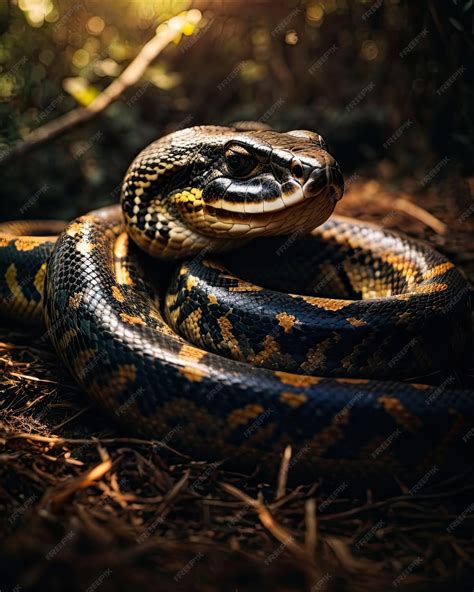 Premium Ai Image A Large Python With A Mesmerizing Pattern Waits For
