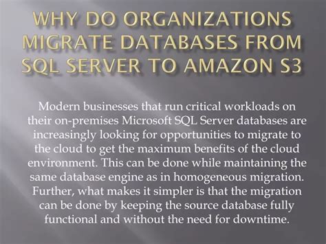 Ppt Why Do Organizations Migrate Databases From Sql Server Powerpoint