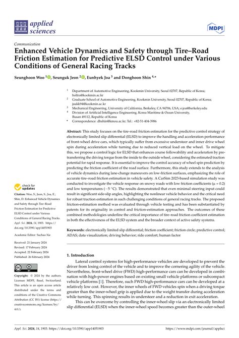 Pdf Enhanced Vehicle Dynamics And Safety Through Tireroad Friction Estimation For Predictive