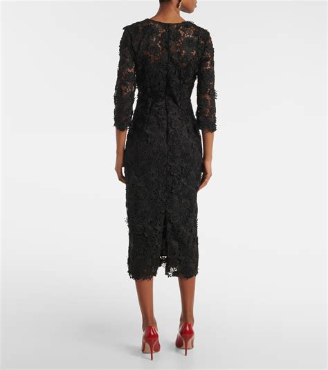 黑色的蕾丝中长连衣裙 Carolina Herrera Mytheresa美遴世