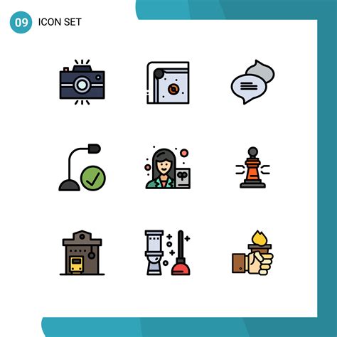 Set Of 9 Modern Ui Icons Symbols Signs For Female Gadget Play Devices Computers Editable Vector