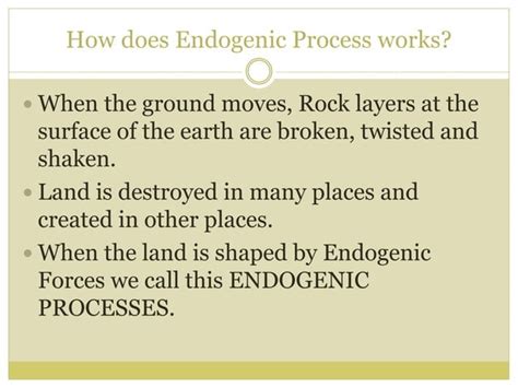 Endogenic Processes The Process Within Pptx Geology Science