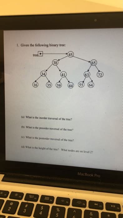 Solved Given Following Binary Tree Inorder Traversal Tree B Preorder Traversal Tree C