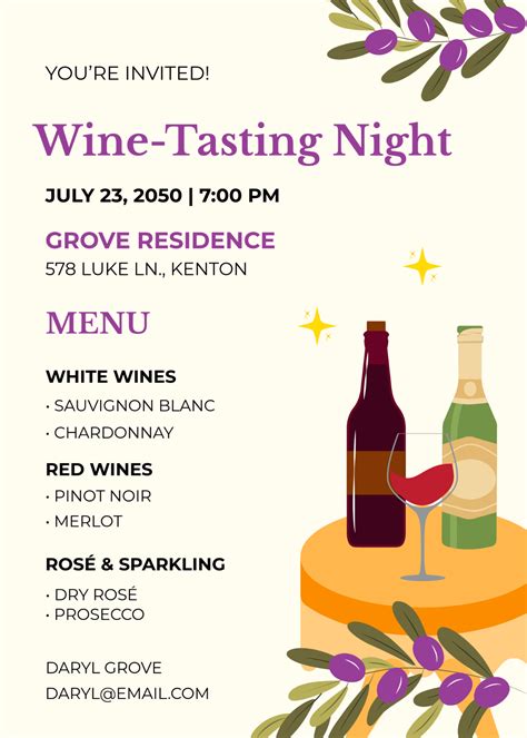 Wine Tasting Menu Template