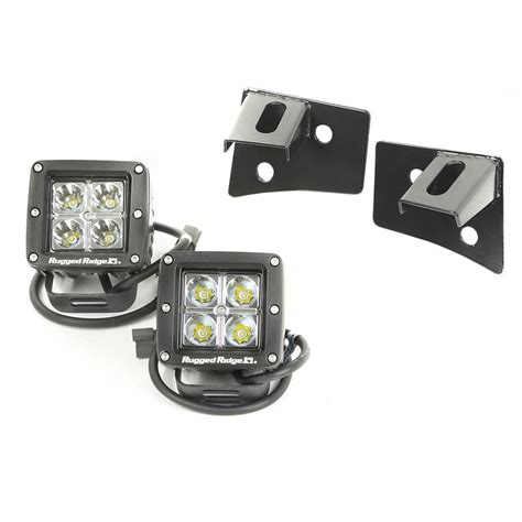 Windshield Bracket Led Kit Black Square By Rugged Ridge 07 18 Jeep