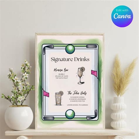Golf Drink Menu Bar Sign Speciality Cocktail Par Tee Editable