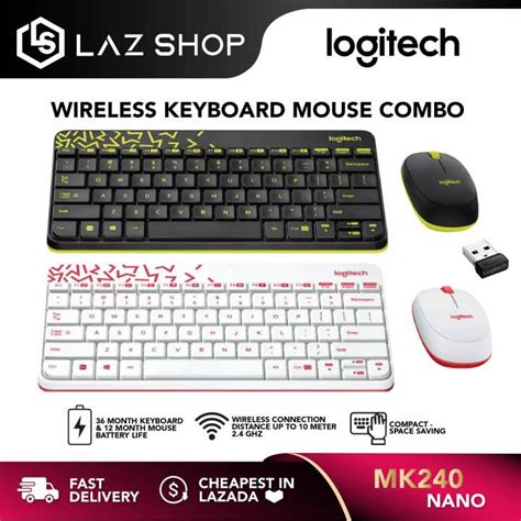 Logitech Wireless Keyboard Mouse Combo Mk240 Nano Black Chartreuse Yellow White Vivid Red