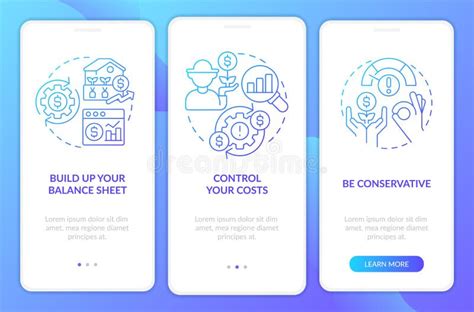 Farming Financial Tips Blue Gradient Onboarding Mobile App Screen Stock
