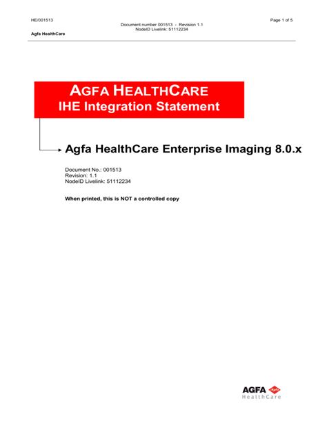 Agfa Healthcare Enterprise Imaging 8 0 X Ihe Integration Statement