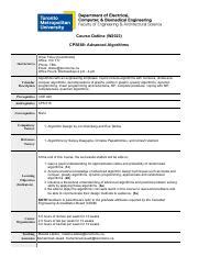 Comprehensive Course Outline Advanced Algorithms With Course Hero