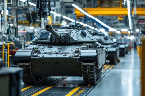 Tank Vehicle On Assembly Line In Factory Stock Image Image Of Defense