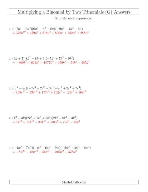Multiplying A Binomial By Two Trinomials G
