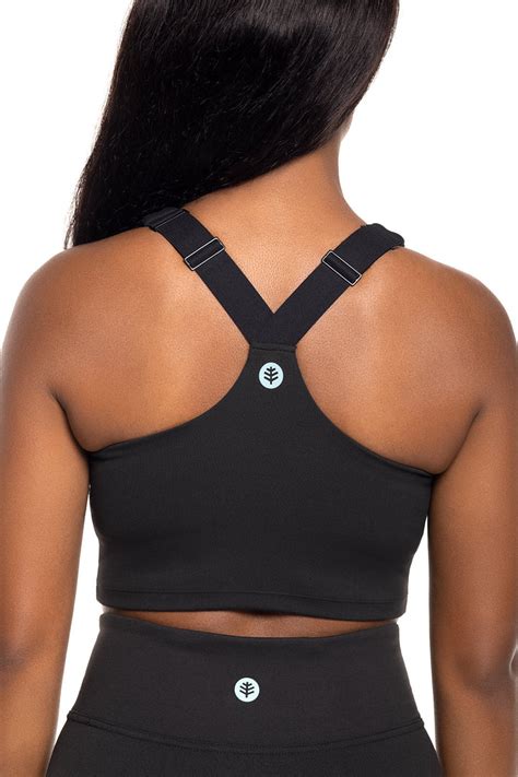 Womens Ananda Long Yoga Sports Bra Black Upf 50