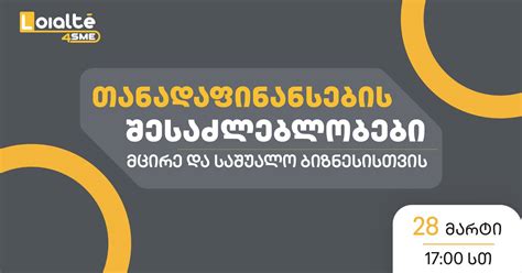 თანადაფინანსების შესაძლებლობები მცირე და საშუალო ბიზნესისთვის