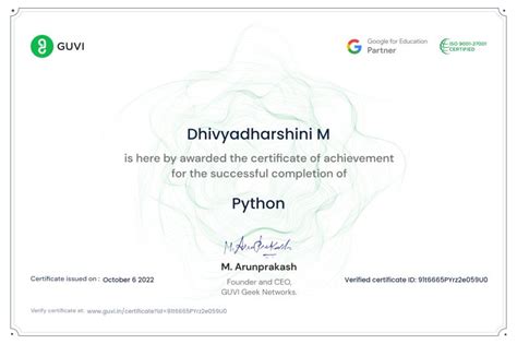 Completed Python Course With Guvi Geek Networks Dhivyadharshini M Posted On The Topic Linkedin