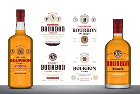 Premium Vector Vector Bourbon Labels And Bottle Mockups