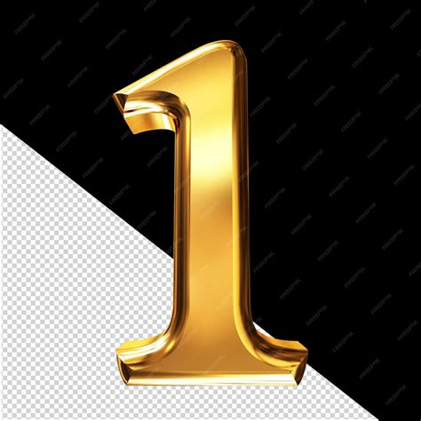 Gold 3d Symbol With Bevel Number 1 Premium Psd