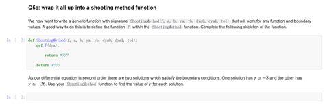 Q5c Wrap It All Up Into A Shooting Method Function