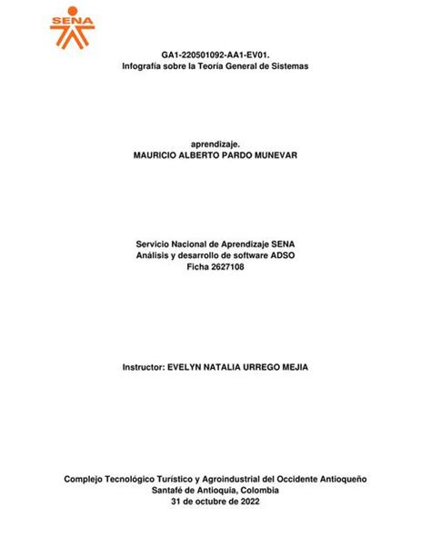 Infografía Sobre La Teoría General De Sistemas Mauricio Alberto Pardo