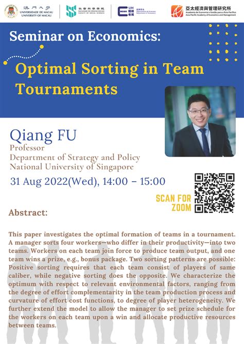 FSS ECON Seminar Optimal Sorting In Team Tournaments Faculty Of