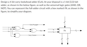 Answered Design A 4 Bit Carry Lookahead Adder CLA At Your Disposal
