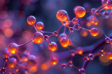 Abstract Background With Glowing Red Molecules And Molecular Bonds Glowing Style Scientific