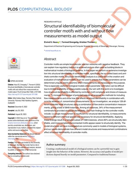 Pdf Structural Identifiability Of Biomolecular Controller Motifs With And Without Flow